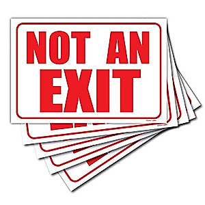(5 Pack) Not an Exit Signs for Business 10"x7" Self Adhesive No Exit Sign for Door, Office, and Business.