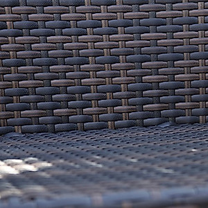 Set of 2 Stackable Outdoor Brown Wicker Dining Chairs