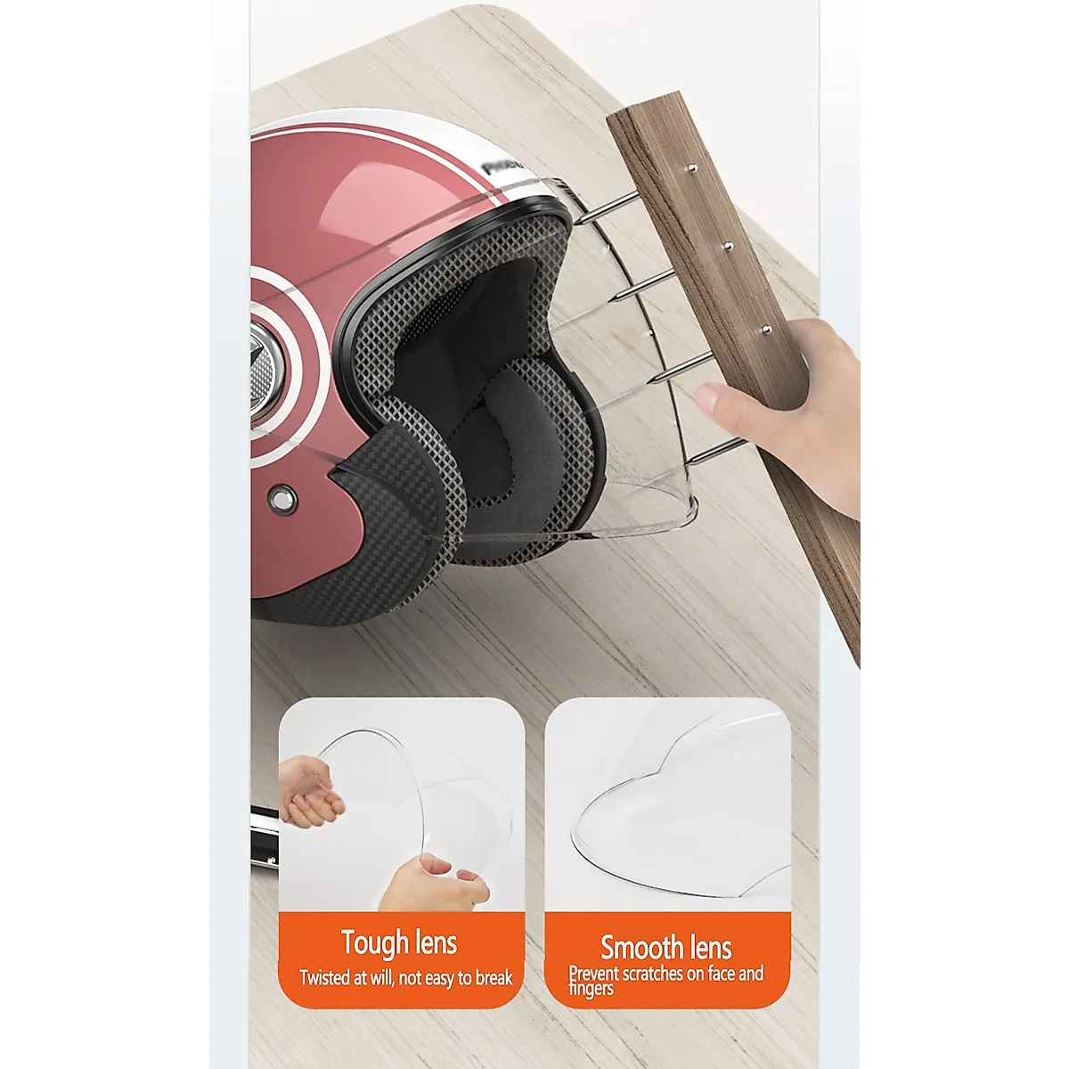 Cool Girl Open Face Motorcycle Helmet, Men Women Retro Electric Motorbike Half Helmet with Long Sun Visor, DOT Approved Vespa Scooter Adults 3/4 Sunscreen Breathable Four Seasons Helmet -M-54-64CM