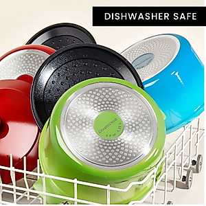 Granitestone Lightweight 6.5 Qt Dutch Oven Pot with Lid, Nonstick Dutch Oven Set, 10 in 1 Enamel Stock Pot/Cooking Pot & Dutch Oven for Sourdough Bread Baking, Dutch Ovens, Oven/Dishwasher Safe-Black