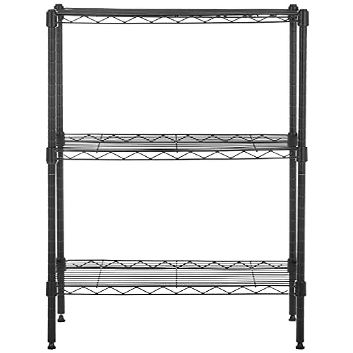 Amazon Basics 3-Shelf Adjustable, Heavy Duty Storage Shelving Unit (250 lbs loading capacity per shelf), Steel Organizer Wire Rack, Black, 23.2"L x 13.4"W x 30"H