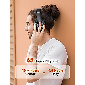 TECKNET Bluetooth Headphones Over Ear, 65 Hours Playtime and 3 EQ Modes Wireless Headphones with Microphone, Memory Foam Ear Cups, Hi-Res Audio, Deep Bassfor Home Travel Office Laptop PC Cellphone