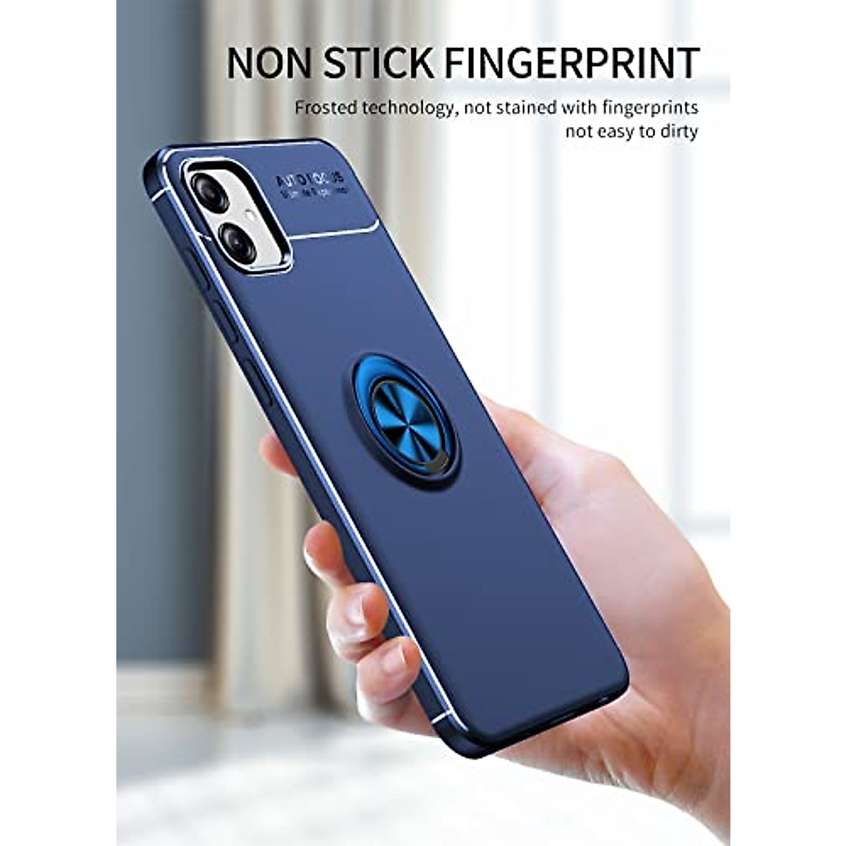 Asuwish Phone Case for Samsung Galaxy A04 with Tempered Glass Screen Protector Cover and Cell Accessories Kickstand Stand Magnetic Ring Holder Protective Soft TPU Silicone Ao4 A 04 4G Women Men Blue