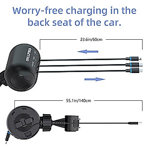 Multi Car Retractable Backseat 3 in 1 Car Charging Station Box Compatible with All Phones | iPhone | Samsung | Android | Share Ride Customer Charging Dock Attach to Headrest