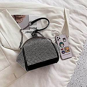 U/F Punk Style Party Fashion Crossbody Bags for Women Rivet Evening Clutch Purse Ladies Black Small Chains Shoulder Bag Sac A Main (Bright Silver)