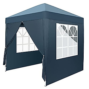Outvita 6.5x6.5ft Pop Up Canopy Tent, Outdoor Instant Shelter Folding Canopy with 4 Side Walls and Carry Bag for Commercial Events, Party, Backyard BBQ, Camping Blue