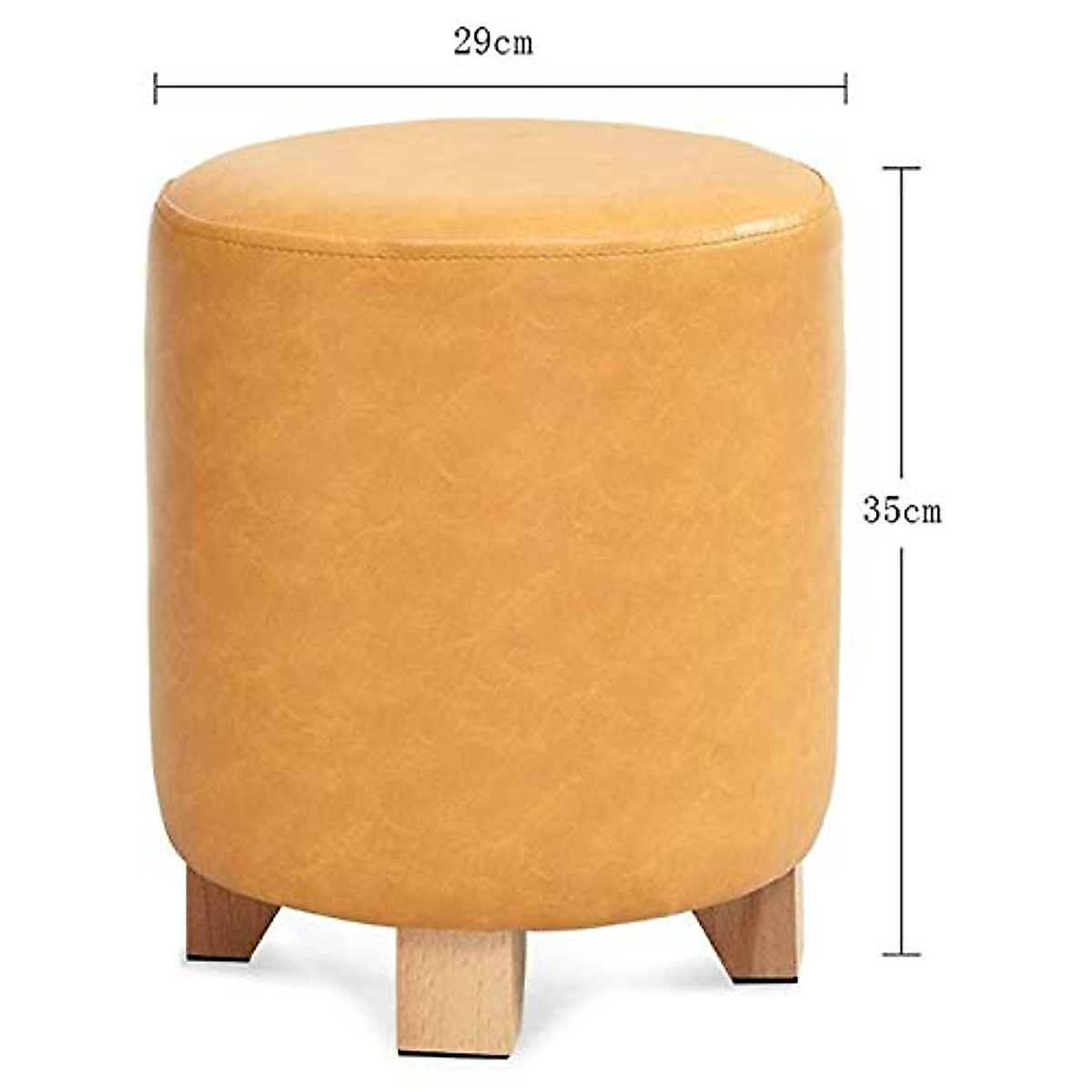 HAPPLiGNLY Footstools, Pouffe Stool, Round Chest Padded Footstool PU Leather Pouffe Chair Bed End Bench Shoe Bench Milking Stool Small Foot Rest Stool Low Stools (Color : Beige, Size : 29×35)