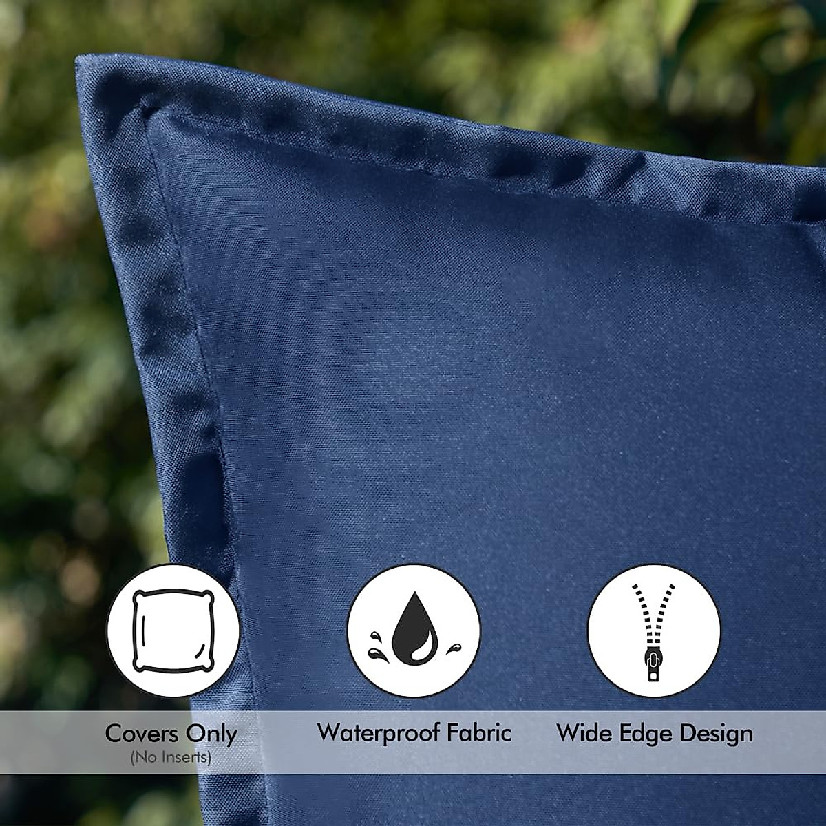 Pack of 2 Dark Blue Outdoor Pillows Waterproof 18x18 Inch Decorative Solid Broadside Square Throw Pillow Covers Outside Pillowcase for Patio Furniture Sunbrella Outdoor Pillows for Balcony Decor