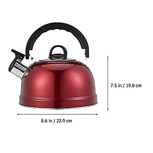 Happyyami Tea Kettle Stovetop Tea Pot Whistling Stovetop Tea Kettle Stainless Steel Stovetop Tea Kettle Whistling Teapot with Cool Touch Ergonomic Handle 3L Red Stovetop Teapot Tea Kettle