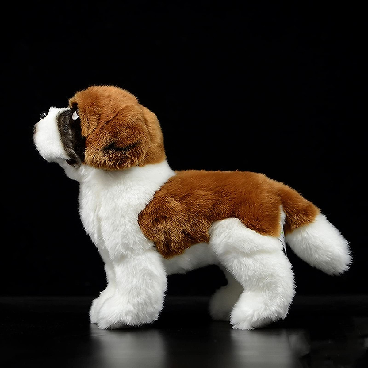 ZHONGXIN MADE Simulation Saint Bernard Dog Plush Toy - Realistic 12" Standing Soft Saint Bernard Pet Dog Stuffed Animal Puppy Model Toy, Unique Plush Gift Collection for Kids Birthday, Home Decor
