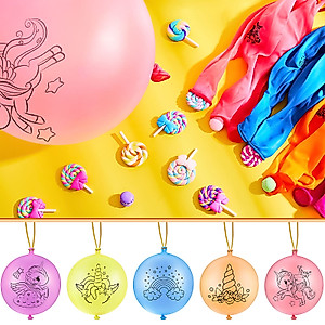 30 Pack Unicorn Party Favors Punch Balloons Large Punching Ball Latex Balloons with Rubber Band Handle for Kids Birthday Party Supplies