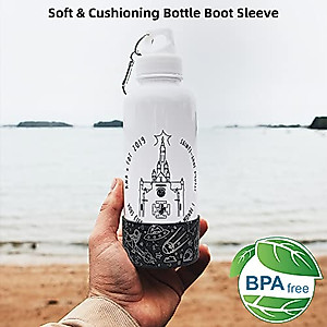 Omoojee Water Bottle Boot Sleeve, 12-24oz Protective Silicone Boot Compatible with Hydro Flask Water Bottle, Simple Modern, Yeti, Black (Universe, Astronaut)