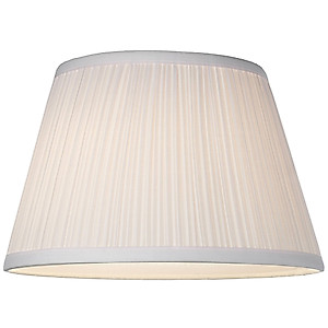 Empire Lamp Shade White Mushroom Pleated Small 8" Top x 12" Bottom x 8" High Spider with Replacement Harp and Finial Fitting - Springcrest