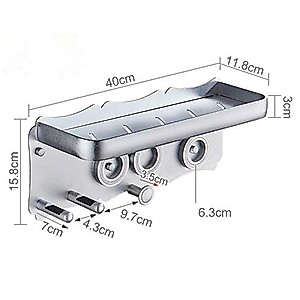 Hair Dryer Stand for Dyson Supersonic Hair Dryer Attachments, Fit 1 Diffuser, 2 Nozzles, Wall Mounted Holder Magnetic Rack with Storage Tray Shelf Organizer for Bathroom Bedroom Hair Salon Barbershop