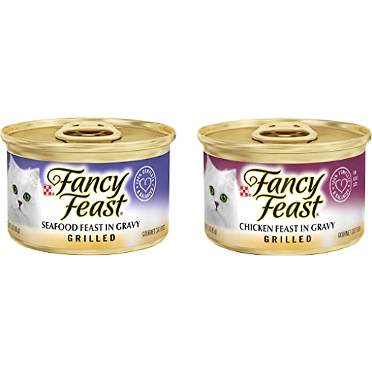 Fancy Feast Grilled Wet Canned Food cat Food Bundle, Variety Pack :02 Seafood,02 Chicken, 02 Tuna,02 Turkey,02 Liver&Chicken,02 Beef Grilled. Pack of 12 cans in Total. Plus Booklet.
