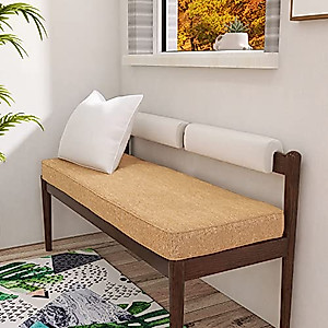 sutailocus Bench Cushion Double Piping Indoor/Outdoor Bench Cushion Bench Cushions for Indoor Furniture, Indoor Window/Piano/Porch Swing Cushion with Adjustable Ties (36x14x3, Khaki)