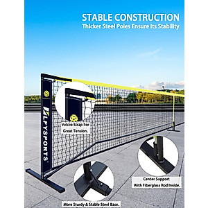 Pickleball Set with Net, Portable Indoor and Outdoor Pickleball Net System with Paddle Set of 4, Stable Pickle Ball Nets for Driveway Easy Assembly