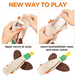 Dog Squeaky Toys, Water Bottle Crinkle No Stuffing Squeak Dogs Chew Toy for Small Medium Large Breed Chewers Puppy Teething Chewing Tuffy Plush Tough Durable Aggressive Stimulating Pet Supplies Gifts