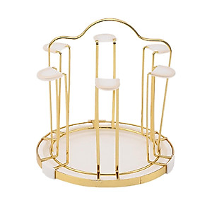 Qianly Cup Drying Rack with Drainboard Tray, Cup Stand Holder, Drinking Glass Drainer Stand Mugs Cups Organizer for Tea Shop Office, White