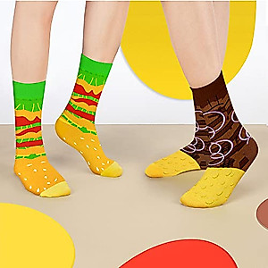 Funny Burger Socks Box for Men Women Teen Boys - Funny Gifts Hamburger Fun Novelty Funky Crazy Silly Cool Cute Food Socks-Valentines Day Birthday Gag Chirstmas Gifts Stocking Stuffers(L,2 pairs)