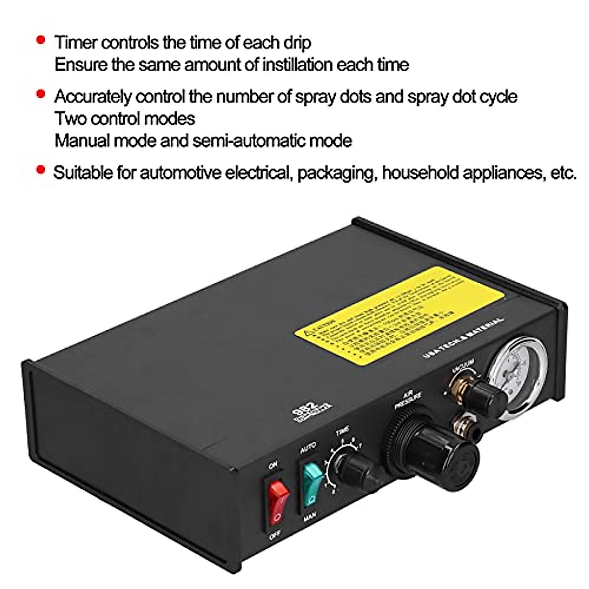 Semi Automatic Glue Dispenser Machine Solder Paste Controller Glue Dropper Glue Liquid Adhesive Dispenser Timer Controlled(AC110V US Plug)