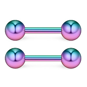 Ruifan 6Pairs 18G 1/4" Mix Color Stainless Steel Polished 3mm Ball Barbell helix Cartilage Tragus Ear Lobe Stud Earring For Men Women