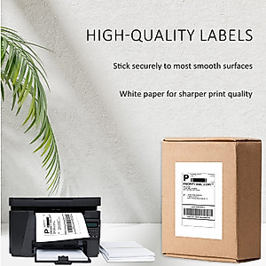 PACKZON Shipping Labels with Self Adhesive, Square Corner, for Laser & Inkjet Printers, 8.5 x 5.5 Inches, White, Pack of 200 Label