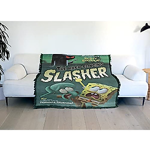 LOGOVISION Spongebob Blanket, 50"x60" Hash Slinging Slasher Woven Tapestry Cotton Blend Fringed Throw Blanket