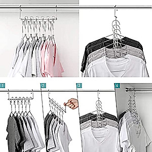 Yahluer 4 Pack Magic Hangers - Metal Hanger 12 Slots - Smart Wardrobe Closet Space Savings Organizer for Pants Trousers Jeans Skirts Tank Top Cami Bra Pajamas Strappy Dress Bathing Suit