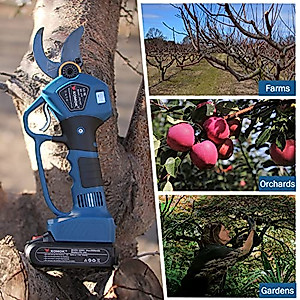 KOMOK Electric Pruning Shear, Cutting Diameter 40mm (1.57 inch), Professional Power Garden Pruners with LED Display, 2Ah Rechargeable Lithium Battery, Working Time 6-8 Hours
