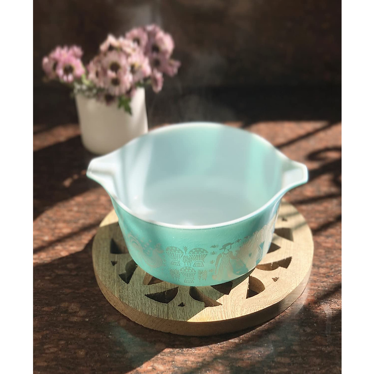 Handmade Wooden Trivet for Hot Dishes Plates & Pots Holder Hot Pad for Kitchen & Dining Table Decor Cookware Heat Resistant Rustic Decorative Carvings 8 Inches Tabletop Home & Dining Table Essentials