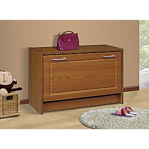 4D Concepts DELUXE SHOE CABINET-light walnut, 11.4"D x 29.3"W x 19.3"H,