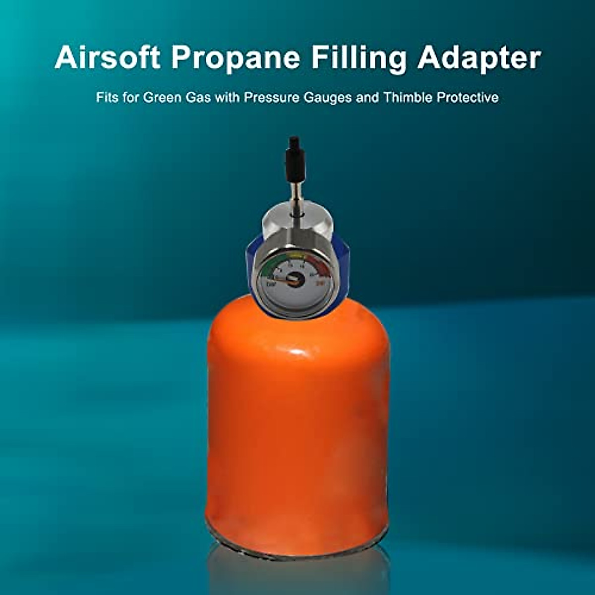 BLKGJTF Airsoft Propane Filling Adapter for Green Gas with Pressure Gauges and Thimble Protective Cover Use with Propane Camping Tank