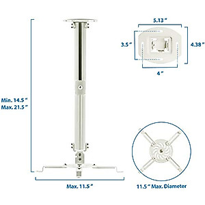 Mount-It! Ceiling Projector Mount | Full Motion and Height Adjustable from 14.5 - 21.5 Inches | Universal Bracket Fits Epson, Optoma, Benq, and Viewsonic Projectors | 30 Lbs Capacity (Medium)