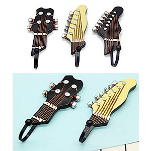 Goldblue Guitar Shaped Decorative Hooks Rack Hangers for Hanging Clothes Coats Towels Keys Hats Metal Resin Hooks Wall Mounted Heavy Duty