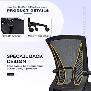 VICTONE Office Chair Home Office Desk Chair Task Mid Back Mesh Chair Ergonomic Swivel Lumbar Support Desk Computer Chair (Black)