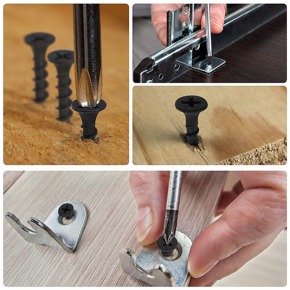 uxcell #8 x 2 3/4-Inch Wood Screws Phillips Flat Head Carbon Steel Self Tapping Screws Black 25pcs