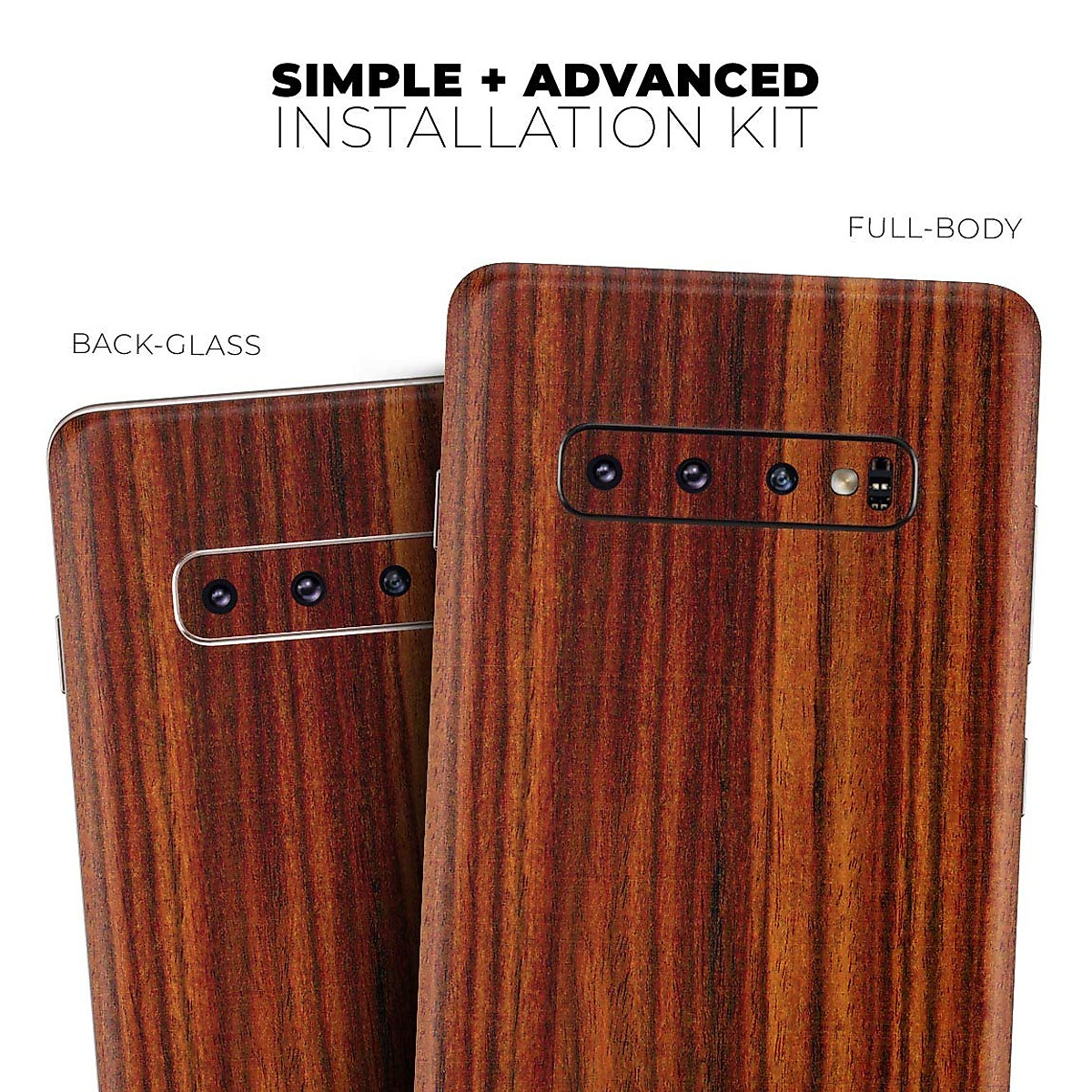 DesignSkinz Bright Red Ebony Woodgrain 2 Protective Vinyl Decal Wrap Skin Cover Compatible with The Samsung Galaxy S20 (Screen Trim & Back Glass Skin)