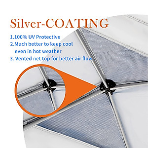Jorohiker 10x10 Canopy Replacement Top Cover,Pop Up Canopy Tent Top Replacement Cover with Air Vent Ropes, Waterproof Sunshade Silver Coated Oxford Cloth for Outdoor Garden Camping(Top Only,301*301cm）