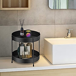2-Tier Bathroom Countertop Organizer Decorative Tray Vanity Tray Cosmetic & Makeup Storage Standing Shelf, Black