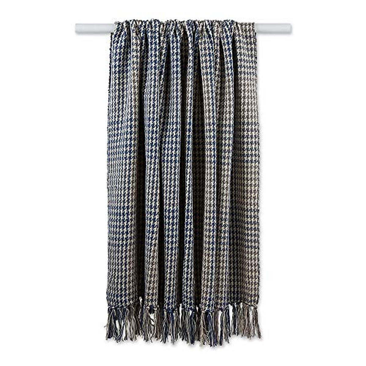 DII California Casual Houndstooth Woven Throw, French Blue & Gray, 50x60
