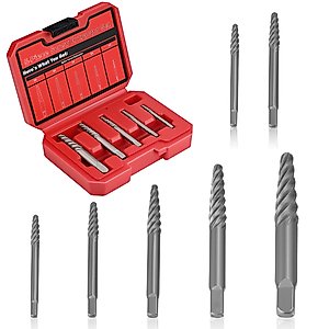 UYECOVE 7 Pieces 35# Cr-Mo Spiral Screw Extractor Set, Stripped Screw Extractor Set for Removing Stripped Screws and Broken Bolts, Easy Out Bolt Extractor Set Broken Screw Extractor Kit
