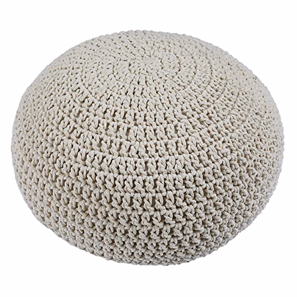 BALEMAUE Unstuffed Pouf Cover, Bean Bag Chair,Handmade Knitted Pouf, Round Cotton Braid Hand Knitted Pouf, Knitted Ottoman Pouf Foot Rest, Handmade Home Decor (White)