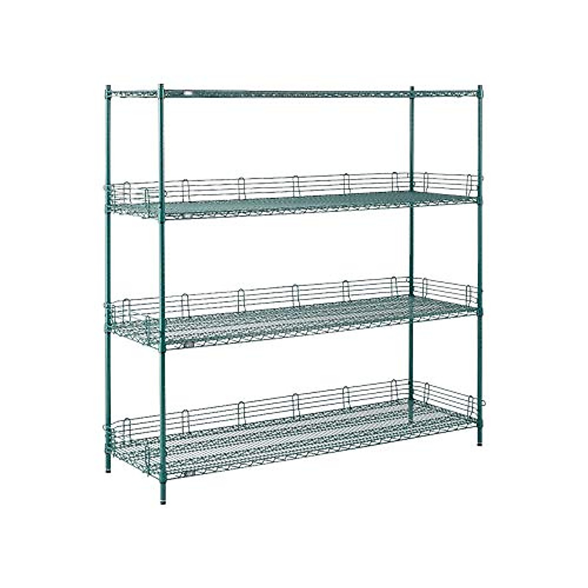 Nexel Poly-Green Adjustable Wire Shelving Unit, 4 Tier, Heavy Duty Commerical Storage Organizer Wire Rack, 24" x 72" x 74", Green