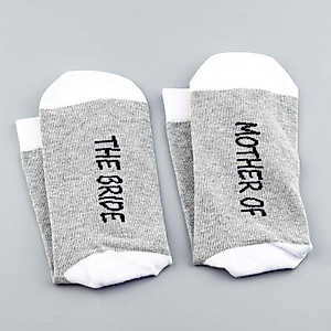 LEVLO Wedding Gift Mother of the Bride Socks Mother of the Groom Gift Bridal Party Socks Mother In Law Gift (2 Pairs/Set-Mid Calf-1-Mother of Bride)