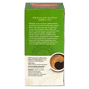 Teeccino Maca Chocolaté Herbal Tea - Rich & Roasted Herbal Tea That’s Caffeine Free & Prebiotic with Natural Energy from Adaptogenic Peruvian Maca, 25 Tea Bags