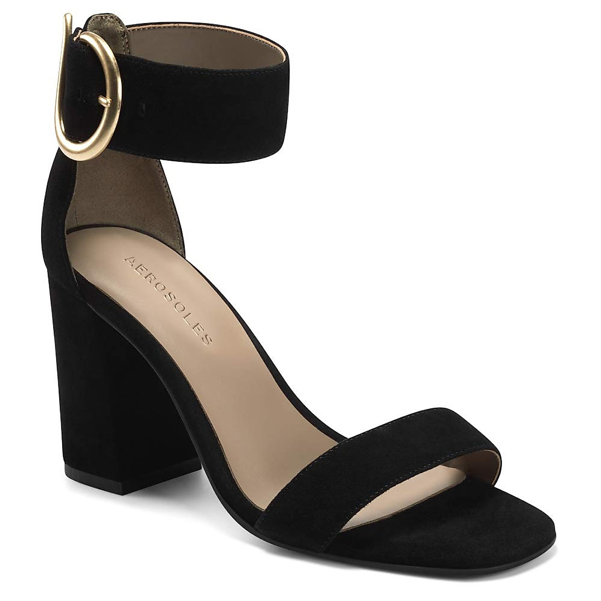 Aerosoles Women's Landon Heeled Sandal, Black Suede, 9.5