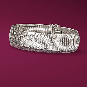 Ross-Simons Italian Sterling Silver Diamond-Cut Wide Omega Bracelet. 7.25 inches