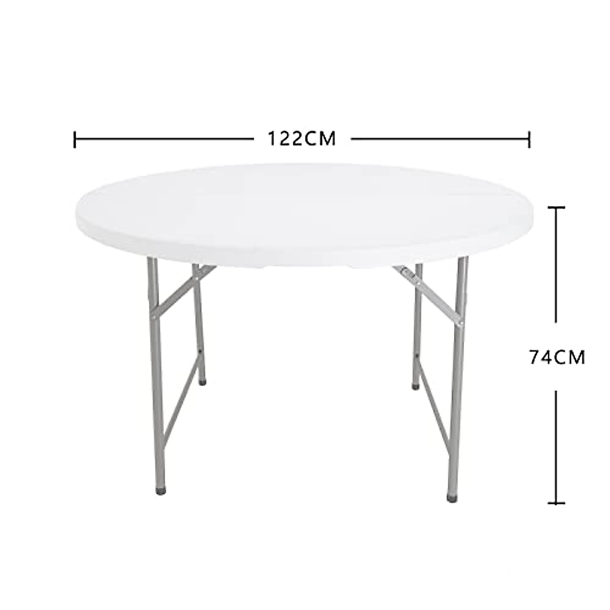Aoeiye TL-48Y 4ft Round Folding Table Plastic Fold in Half w/Handle Heavy Duty Portable Indoor Outdoor for Garden Party Picnic Camping BBQ Dining Kitchen Wedding Market Event