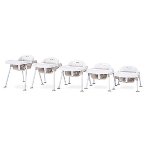 Foundations Secure Sitter 7" Feeding Chair, Stable “No Tip” Feet, 3-Point Adjustable Harness, Removable Tray, Easy to Clean, Smooth Plastic (White/Tan)